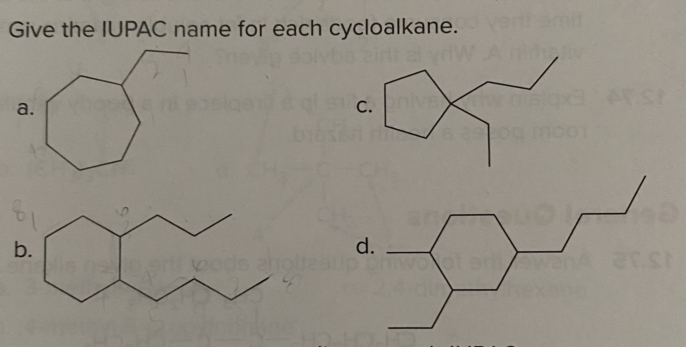 Solved Give the IUPAC name for each cycloalkane. | Chegg.com