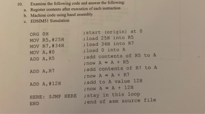 Solved Examine the following code and answer the following: | Chegg.com