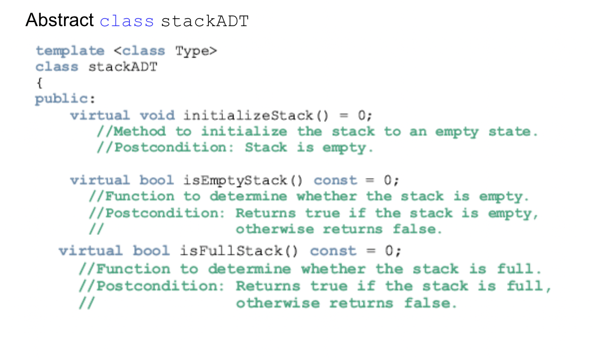 The abstract class stackADT is defined. Derive the | Chegg.com
