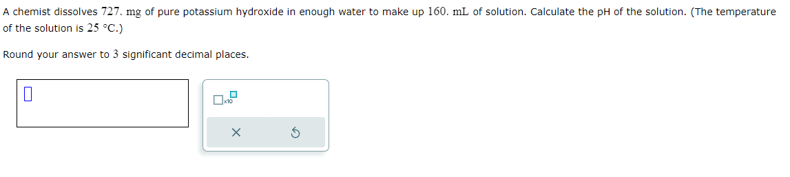 Solved A chemist dissolves 727.mg of pure potassium | Chegg.com