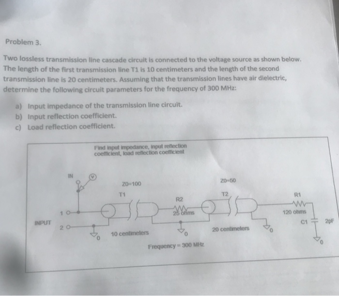 Solved Problem 3 Two lossless transmission line cascade | Chegg.com