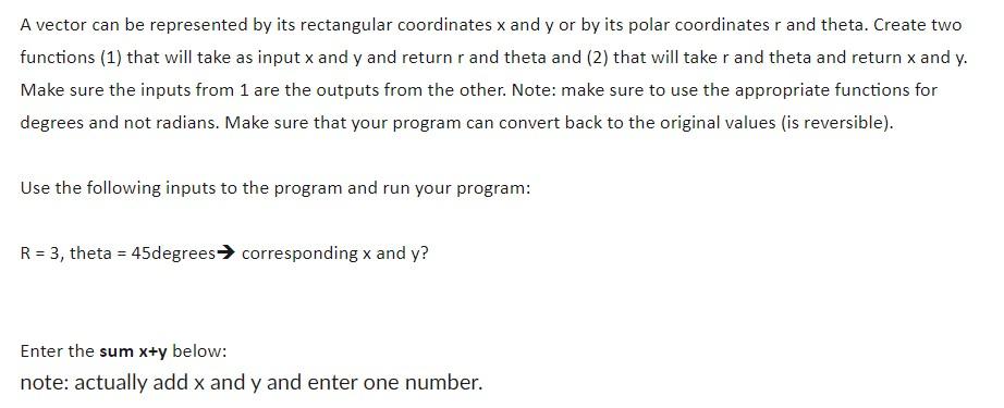 Solved A vector can be represented by its rectangular | Chegg.com