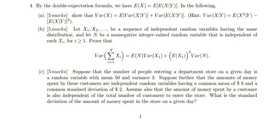 Solved 4. By the double-expectation formula, we have E(X) = | Chegg.com