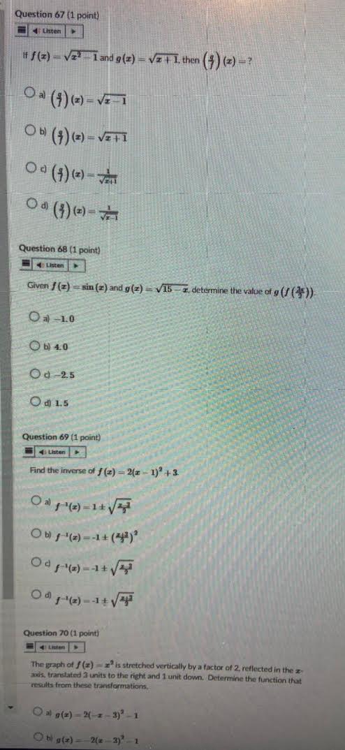 Solved if f(x)=x2−1 and g(x)=x+1, then (g)(x)= ? a) | Chegg.com
