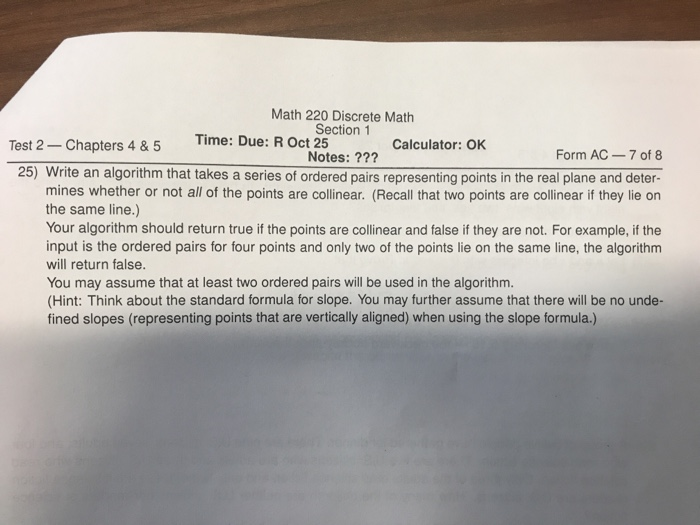Math 220 Discrete Math Test 2- Chapters 4 & 5 Time: | Chegg.com