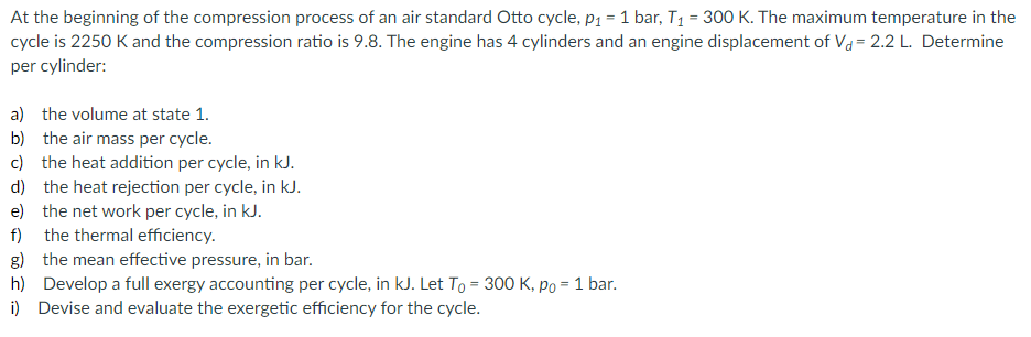 Solved At the beginning of the compression process of an air | Chegg.com