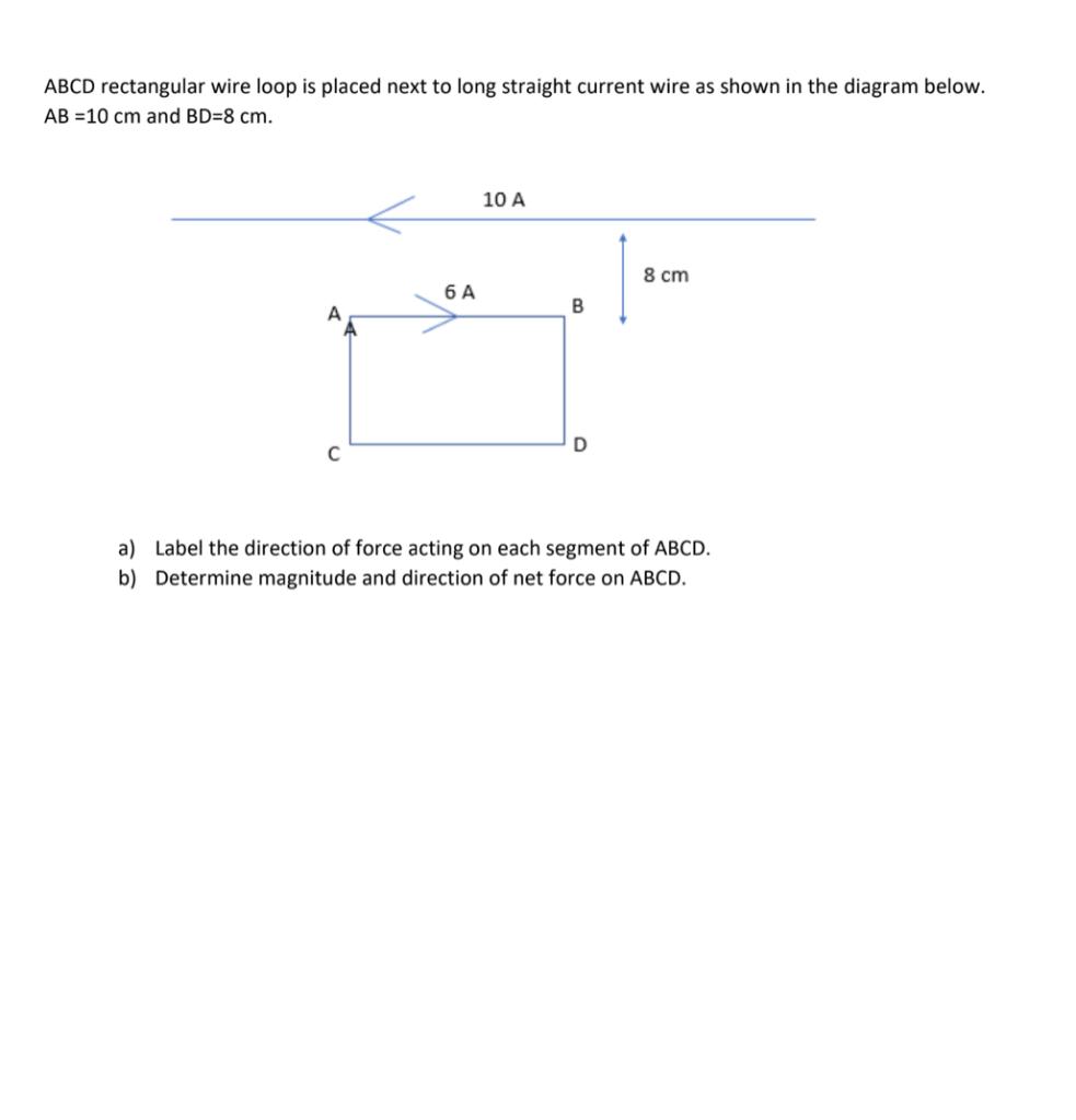 Solved ABCD rectangular wire loop is placed next to long | Chegg.com