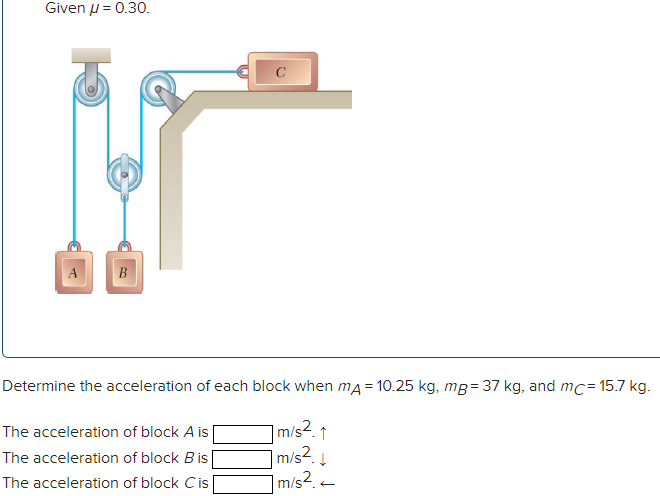 Solved Given μ=0.30. Determine the acceleration of each | Chegg.com