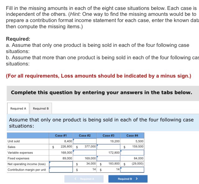 Solved Fill in the missing amounts in each of the eight case | Chegg.com