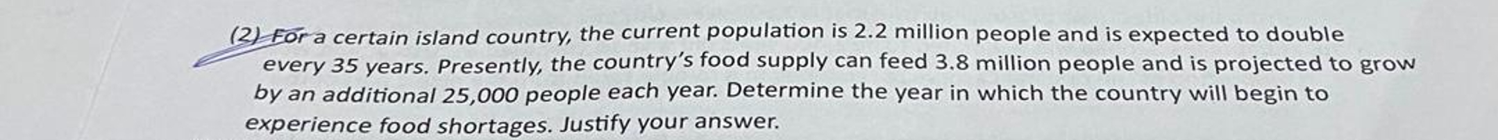 Solved (2) ﻿For a certain island country, the current | Chegg.com