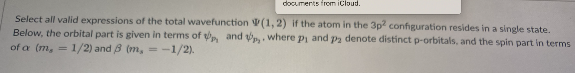 Solved documents from iCloud. Select all valid expressions | Chegg.com