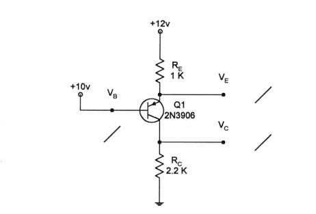 Solved PNP Transistor Because Vc is no loner 0 volts, to | Chegg.com