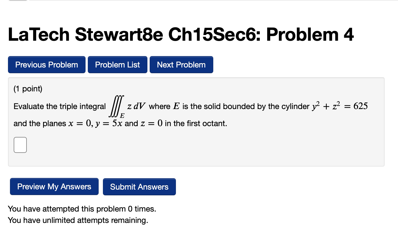 Solved La Tech Stewart8e Ch15Sec6: Problem 4 Previous | Chegg.com