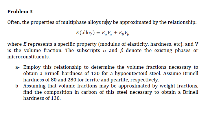 Solved Problem 3 Often, the properties of multiphase alloys | Chegg.com