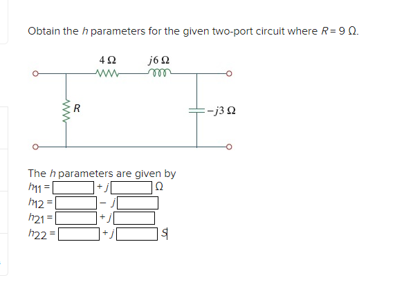 Solved Obtain the h parameters for the given two-port | Chegg.com