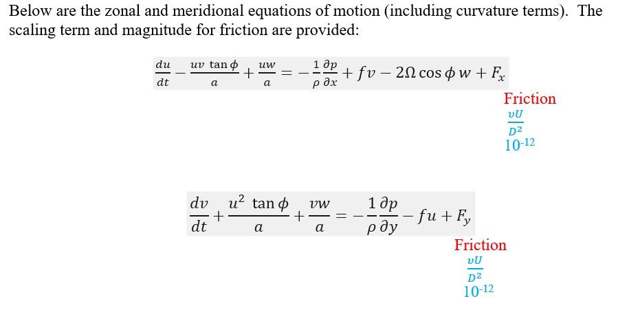 Below are the zonal and meridional equations of | Chegg.com