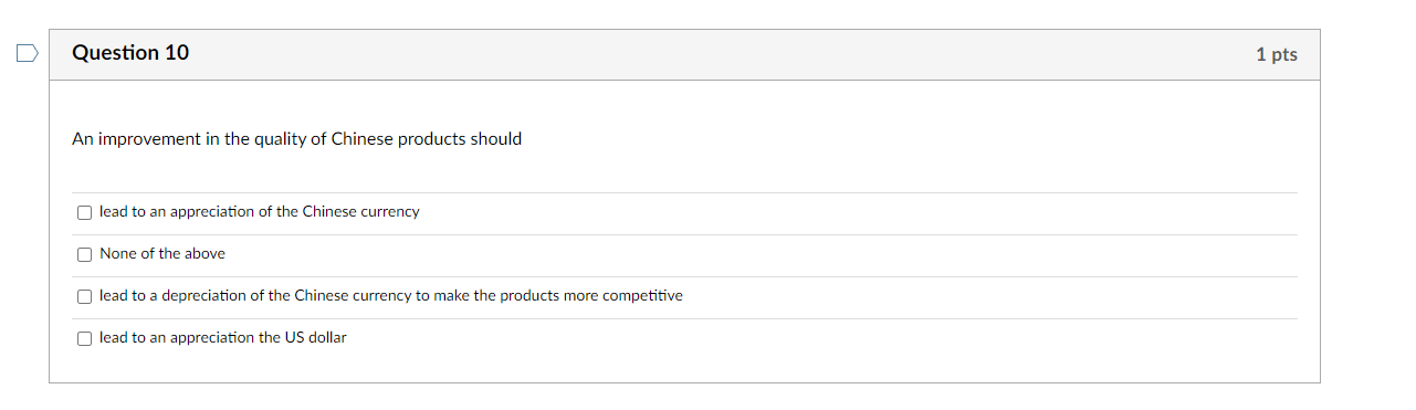 Solved An improvement in the quality of Chinese products | Chegg.com
