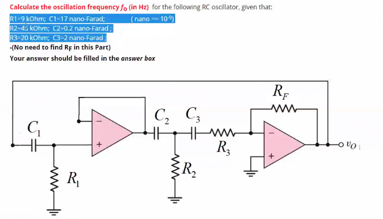 Solved Calculate the oscillation frequency fo (in Hz) for | Chegg.com