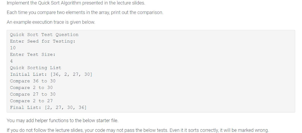 Solved def QuickSort(A): qsort(A,0,len(A)-1) def | Chegg.com Solved def QuickSort(A): qsort(A,0,len(A)-1) def | Chegg.com