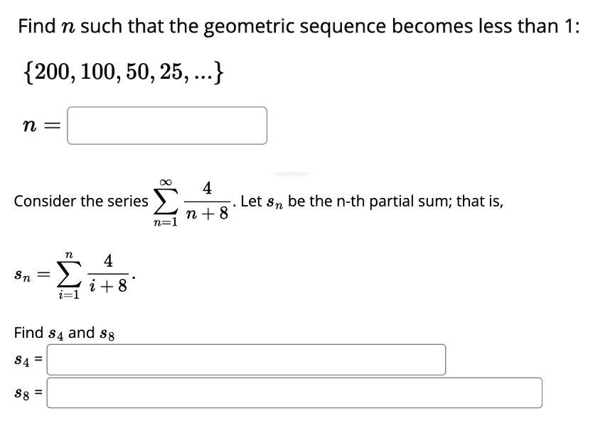 Solved Find n such that the geometric sequence becomes less | Chegg.com