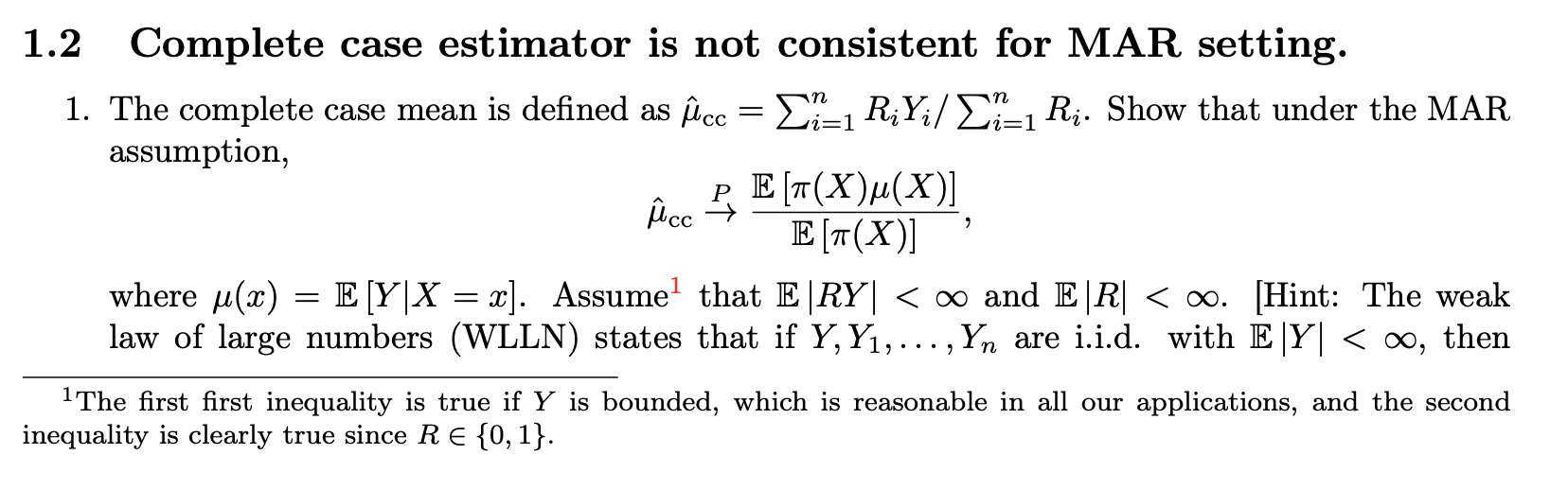 Solved 1 Estimators for missing at random (MAR) All | Chegg.com