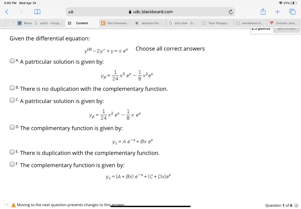 Solved 5:05 PM Wed Apr 14 21% AA udc.blackboard.com c Resei | Chegg.com
