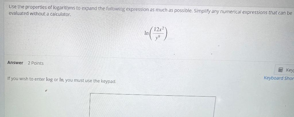 Solved Use the properties of logarithms to expand the | Chegg.com