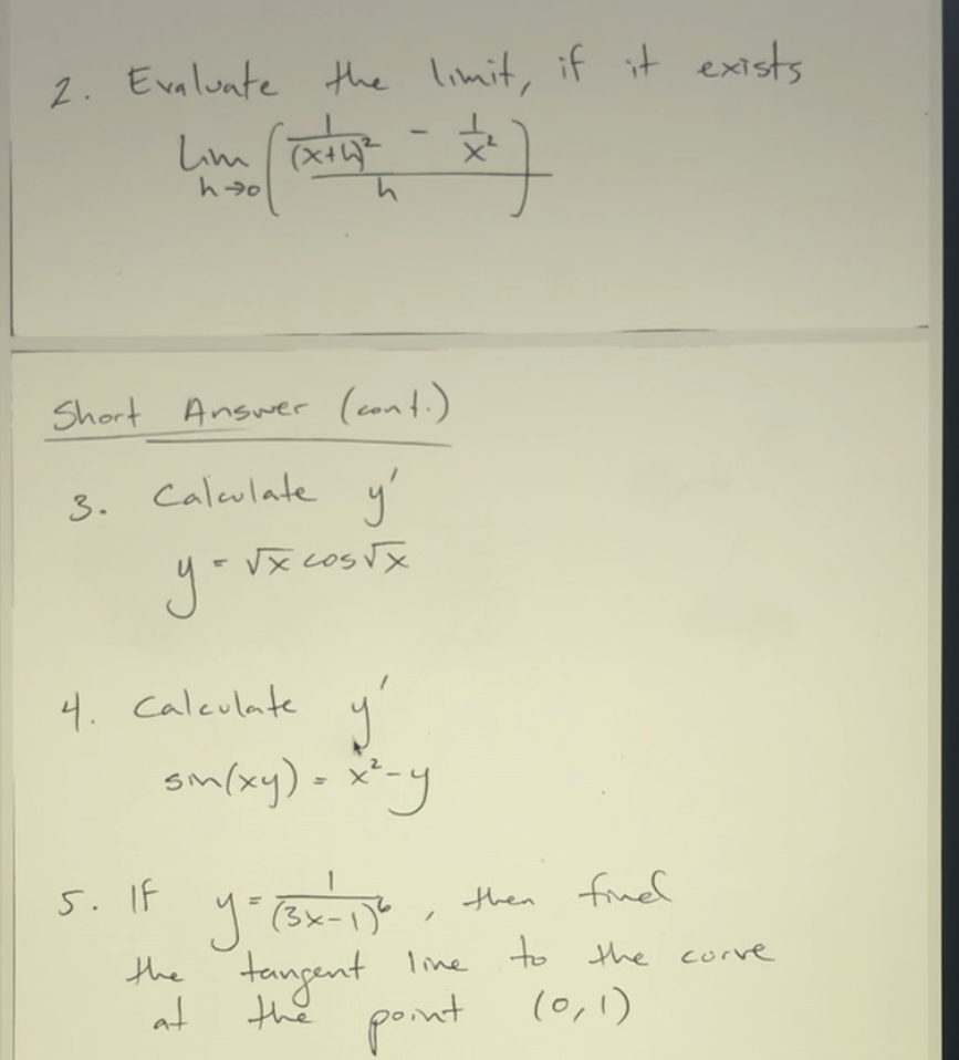 Solved 2. Evaluate the limit, if it exists ixth? Lim (x+4² | Chegg.com