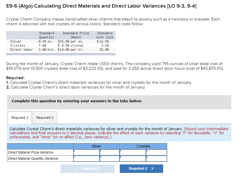 Solved E9-6 (Algo) Calculating Direct Materials and Direct | Chegg.com