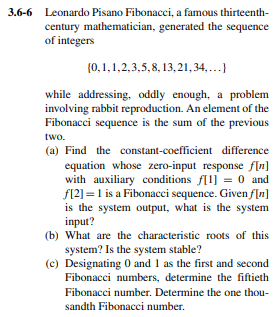 Solved 3.6-6 Leonardo Pisano Fibonacci, a famous thirteenth- | Chegg.com