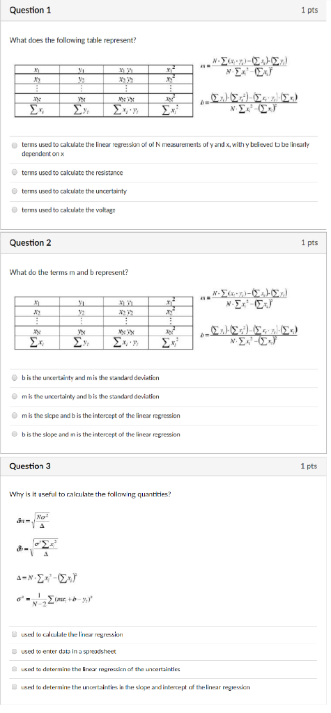 Solved Question1 1 pts What does the following table | Chegg.com