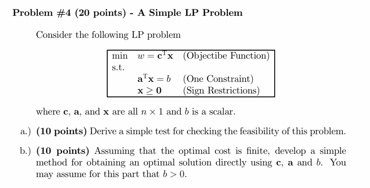 Problem #4 (20 points) - A Simple LP Problem Consider | Chegg.com