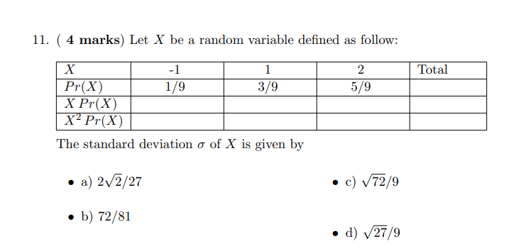 Solved 1. ( 4 marks) Let X be a random variable defined as | Chegg.com