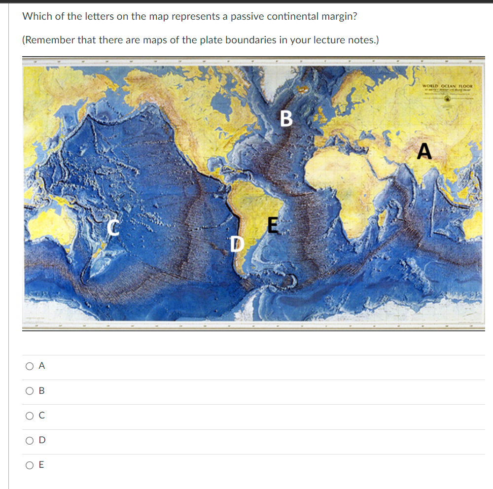 Solved Which of the letters on the map represents a passive | Chegg.com