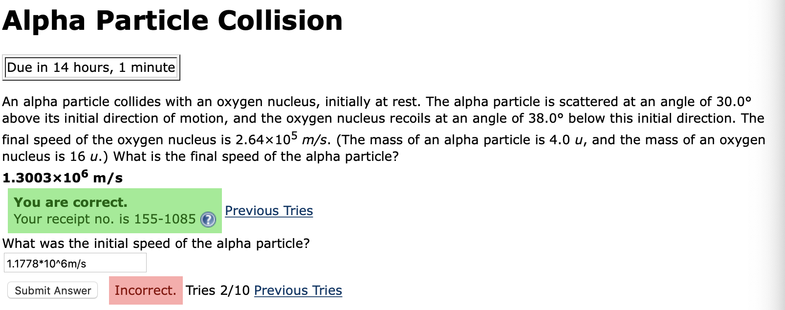 Solved Alpha Particle Collision Due in 14 hours, 1 minute An | Chegg.com