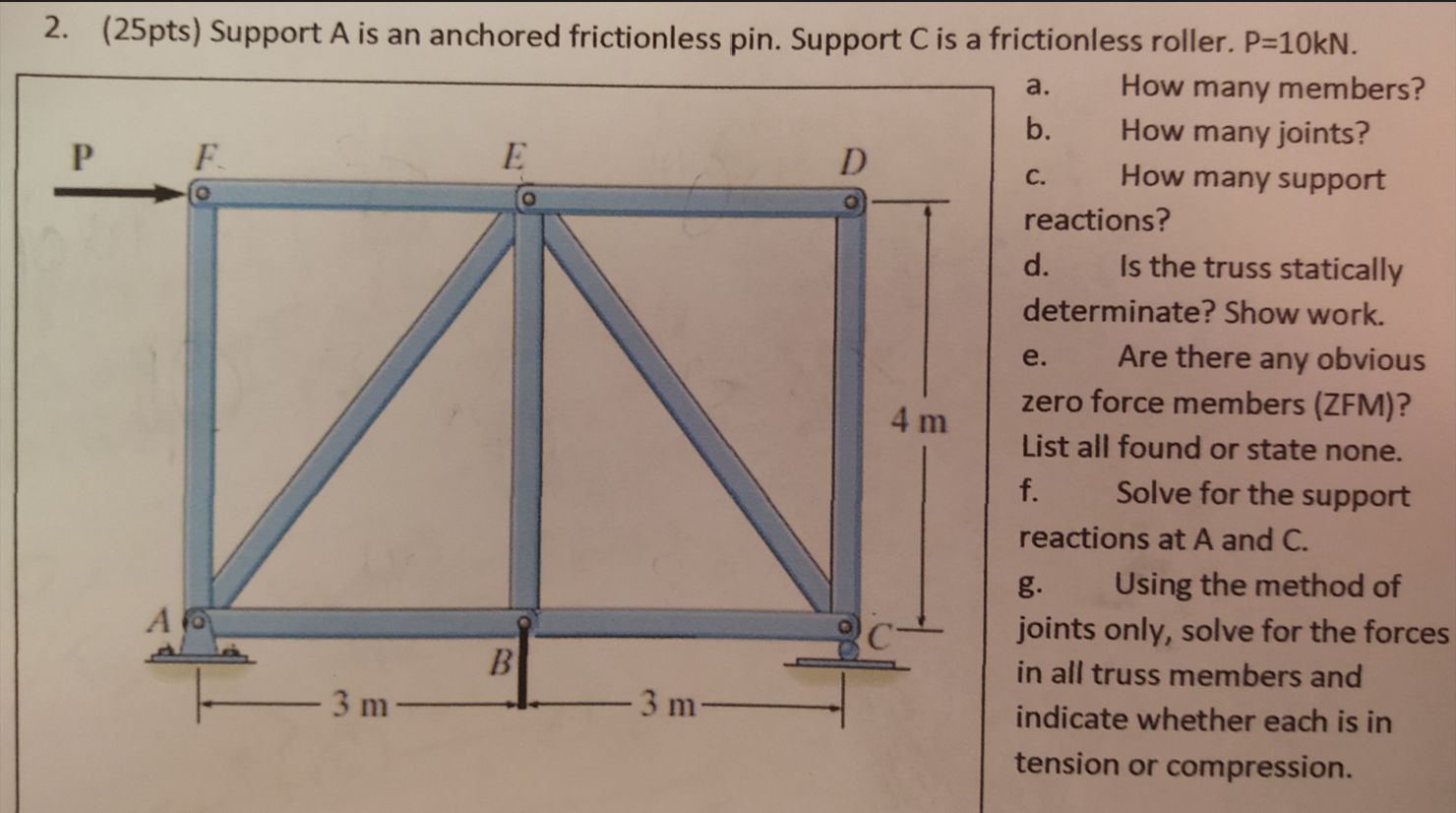 Solved Support A is an anchored frictionless pin. Support C | Chegg.com