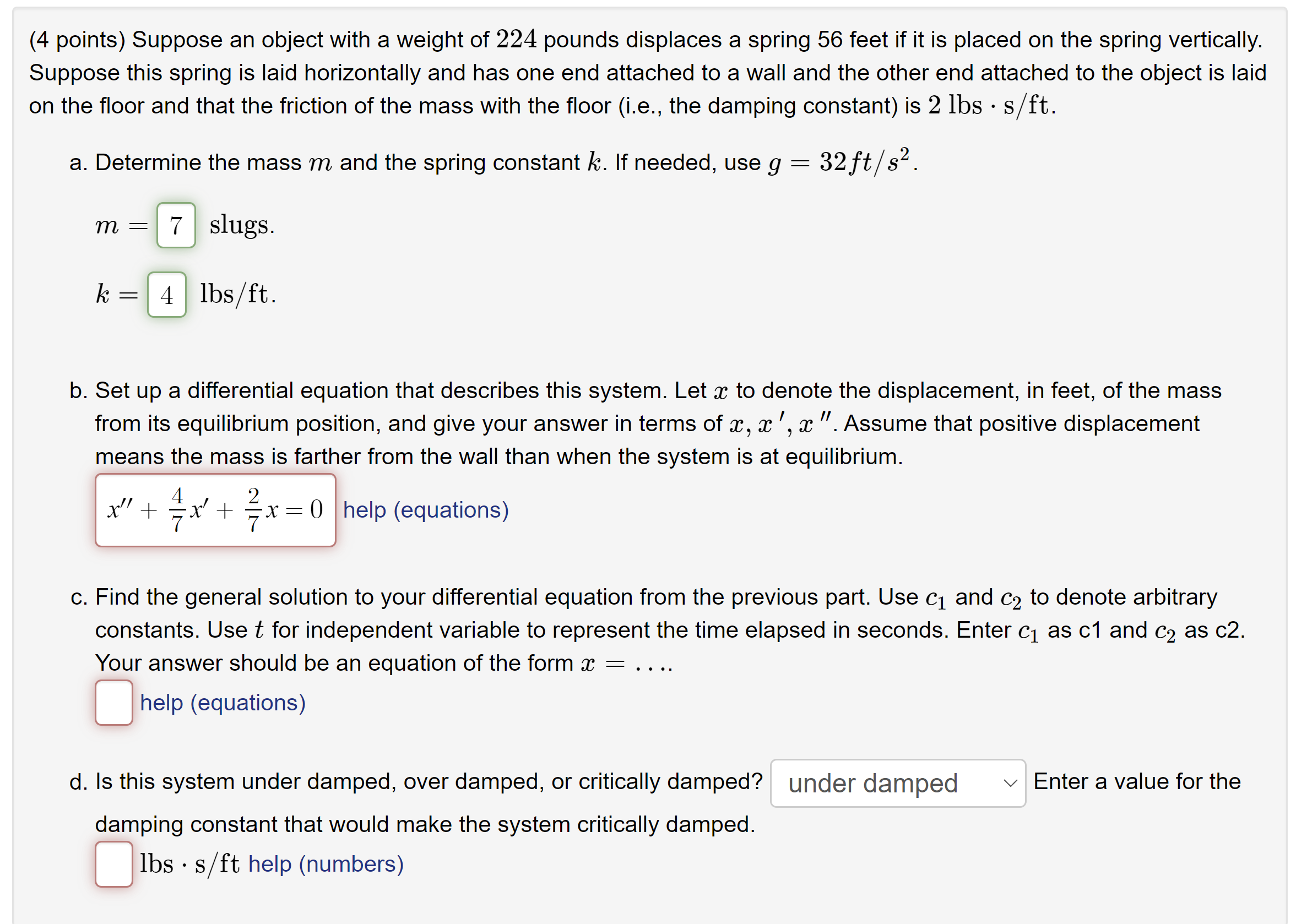 Solved (4 points) Suppose an object with a weight of 224 | Chegg.com Solved (4 points) Suppose an object with a weight of 224 | Chegg.com