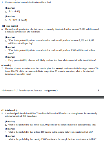 Solved 5. Use the standard normal distribution table to find | Chegg.com