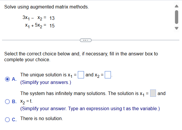 Solved Solve using augmented matrix | Chegg.com