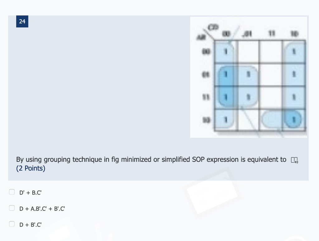 Solved 24 By using grouping technique in fig minimized or | Chegg.com