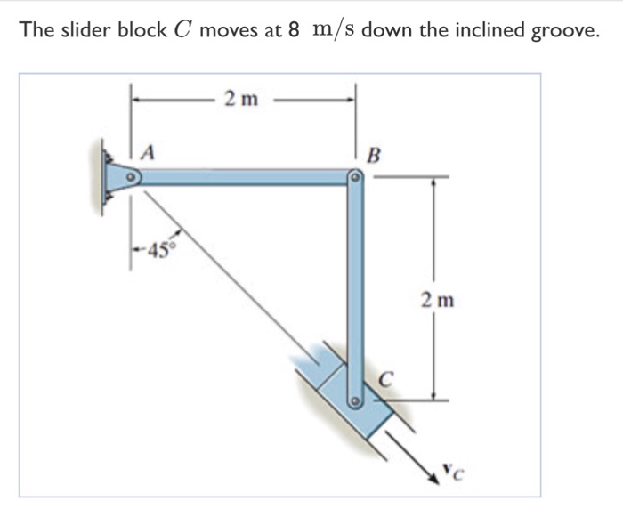 Solved The slider block C moves at 8 m/s down the inclined | Chegg.com