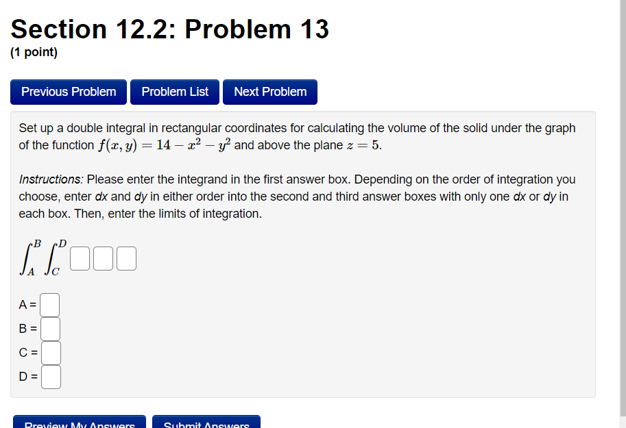 Solved Section 12.2: Problem 13 (1 point) Previous Problem | Chegg.com
