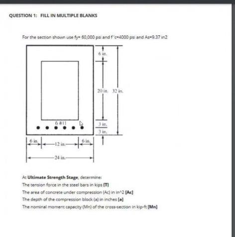 Solved QUESTION 1: FILL IN MULTIPLE BLANKS For the section | Chegg.com