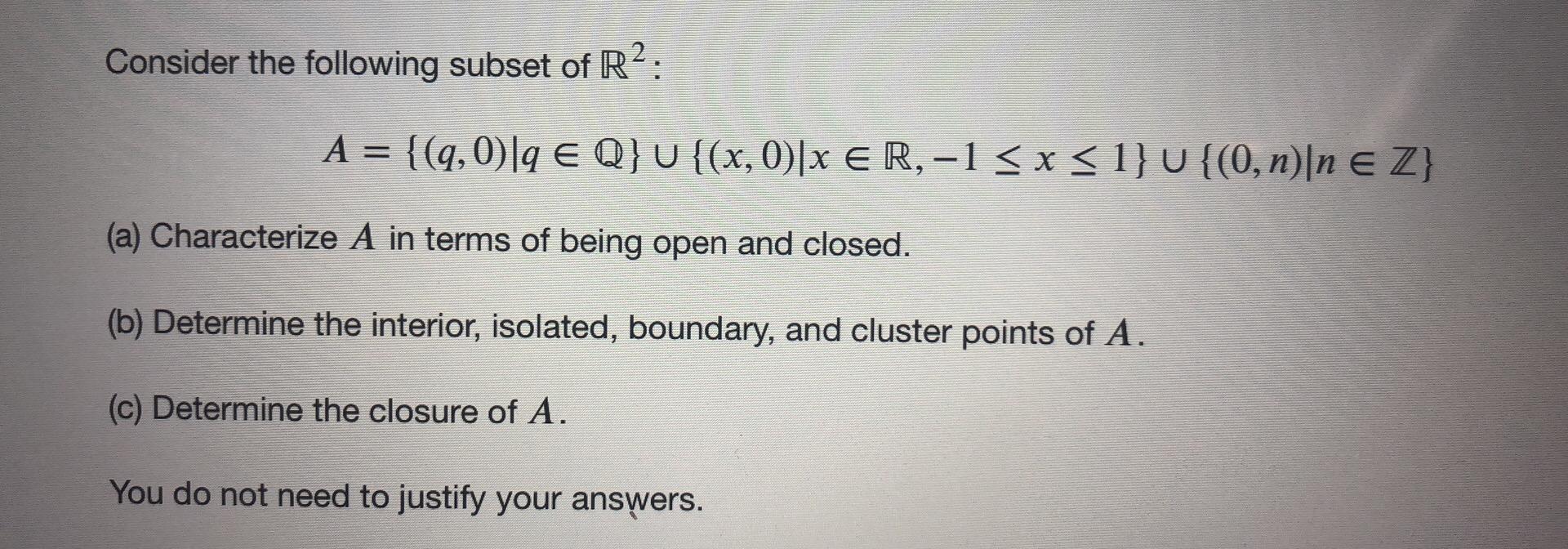 Solved Consider the following subset of R2. A = {(7,0)|q E | Chegg.com