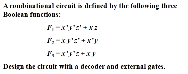 Solved A combinational circuit is defined by the following | Chegg.com