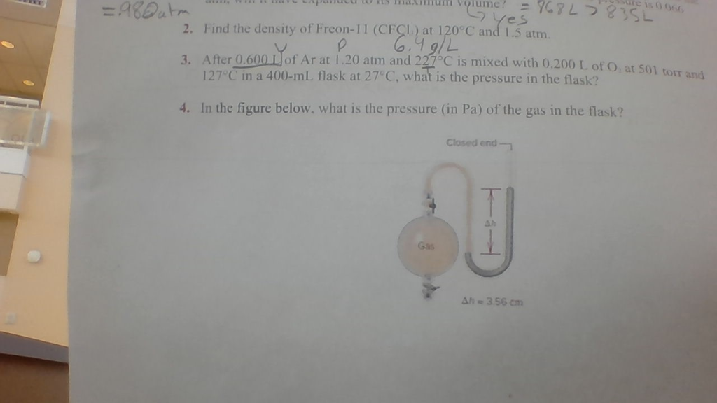 Solved essure 1s 0 06 2. Find the density of Freon-I1 (CFCl) | Chegg.com