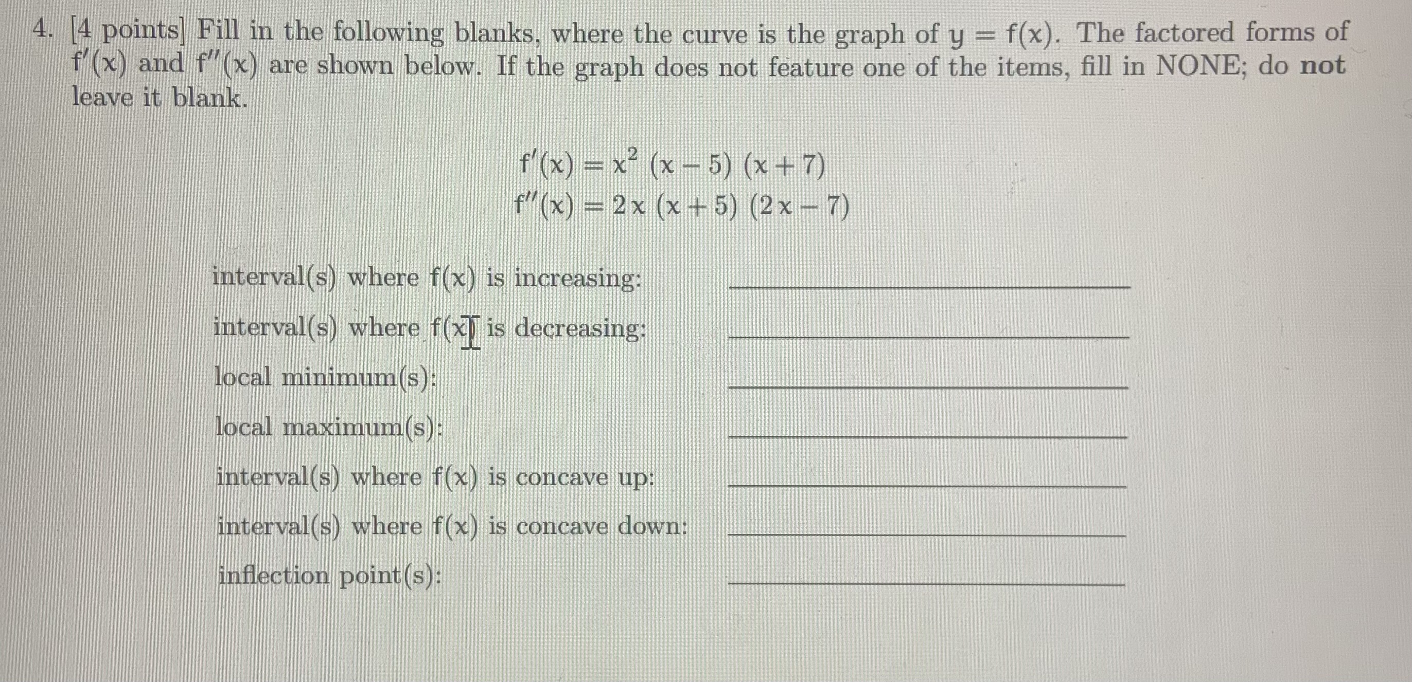 Solved 4. [ 4 points] Fill in the following blanks, where | Chegg.com