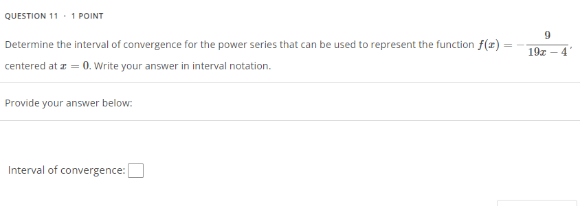 Solved QUESTION 11 * 1 ﻿POINTDetermine the interval of | Chegg.com