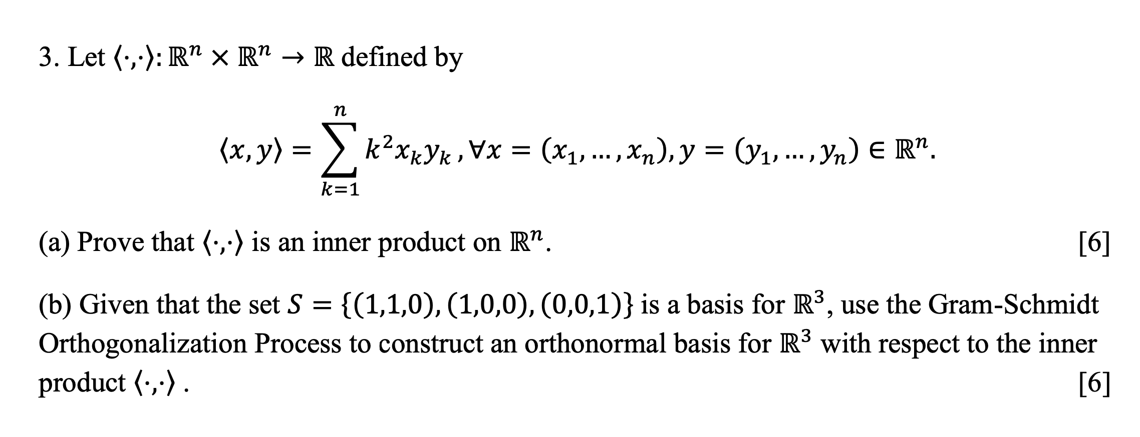 Solved 3. Let ⋅,⋅ :Rn×Rn→R defined by | Chegg.com