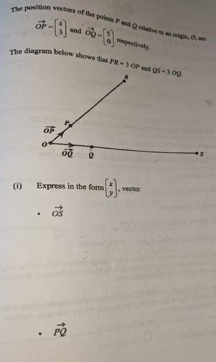 Solved The position vectors of the points P and Q relative | Chegg.com